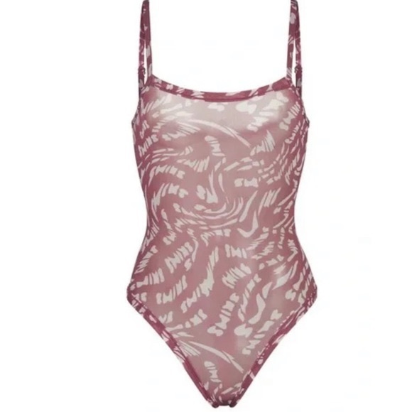 SKIMS | Tops | Skims Summer Mesh Bodysuit In Raspberry Swirl New | Poshmark
